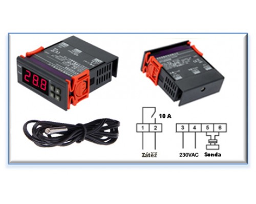 Digitální termostat s externím čidlem MH1210W 230V AC, pro udírny
